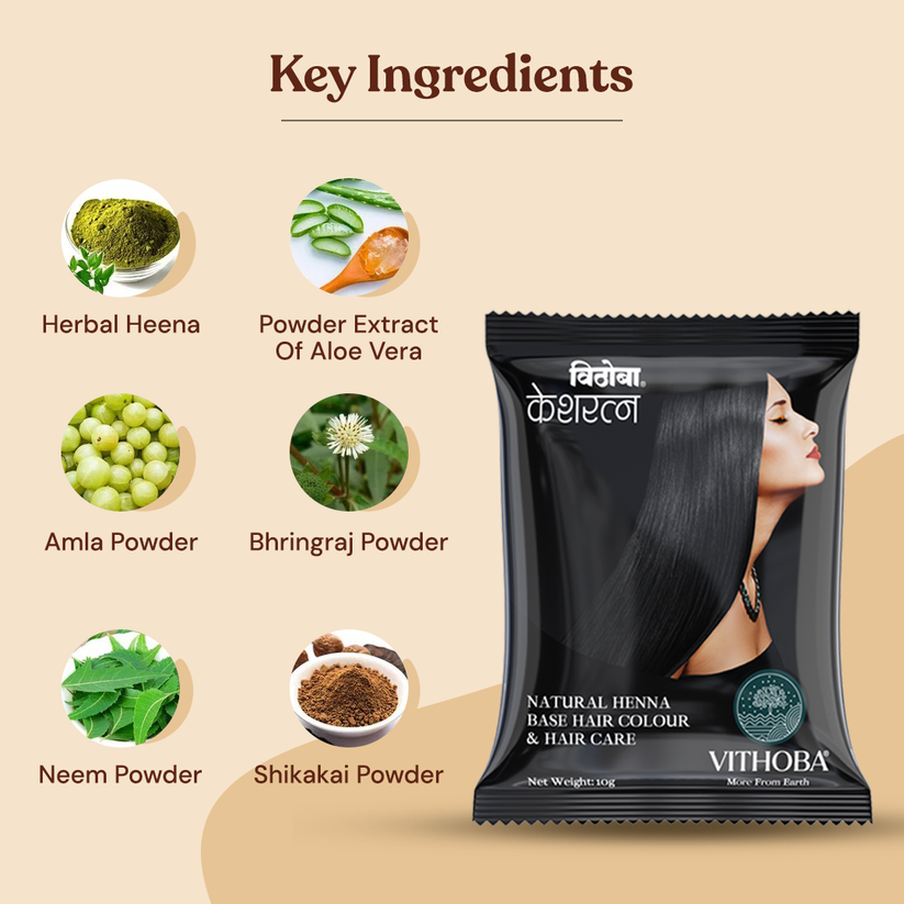 Vithoba Keshratna Natural Hair Color Powder | 100% Ammonia & Paraben ...